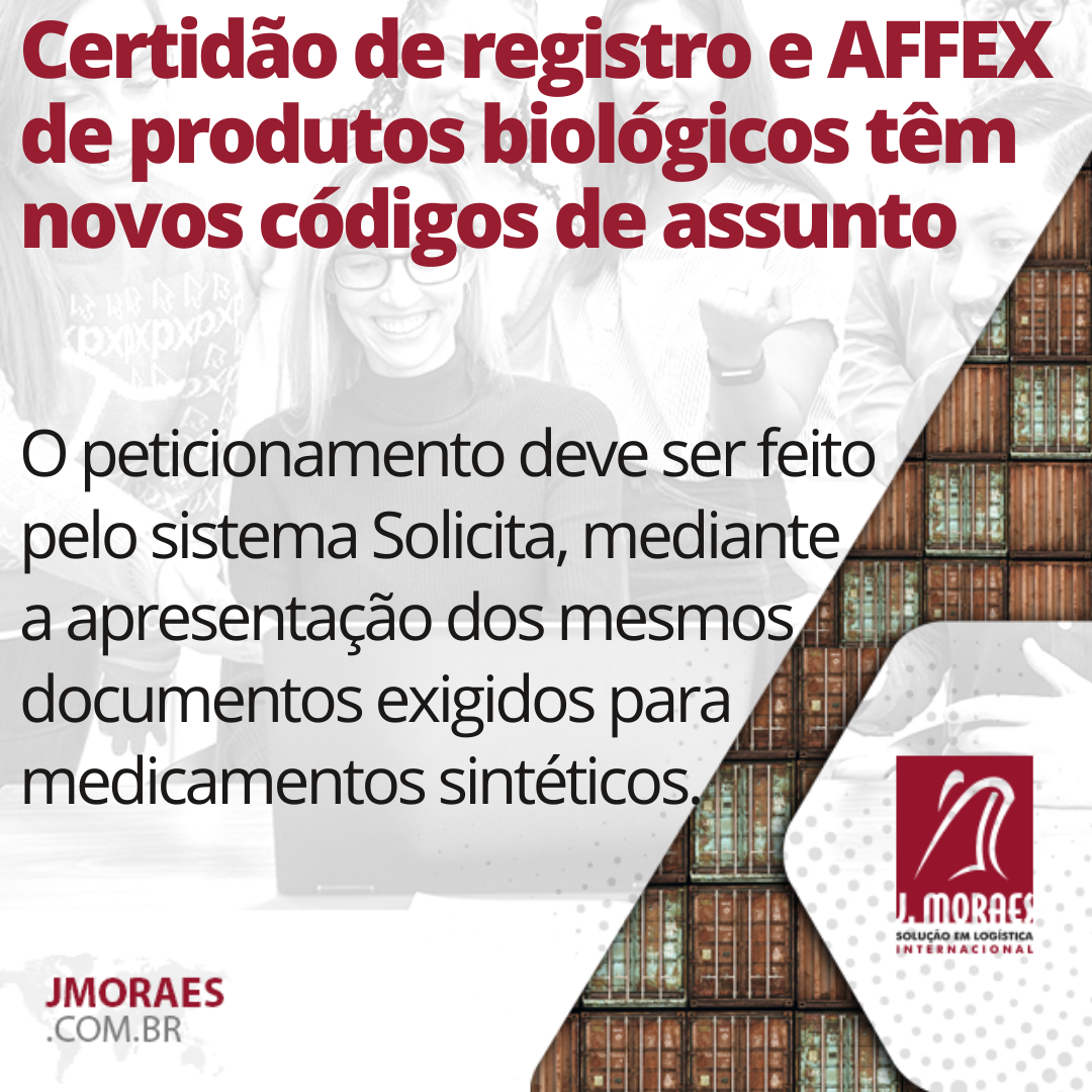 Certidão de registro e AFFEX de produtos biológicos têm novos códigos ...