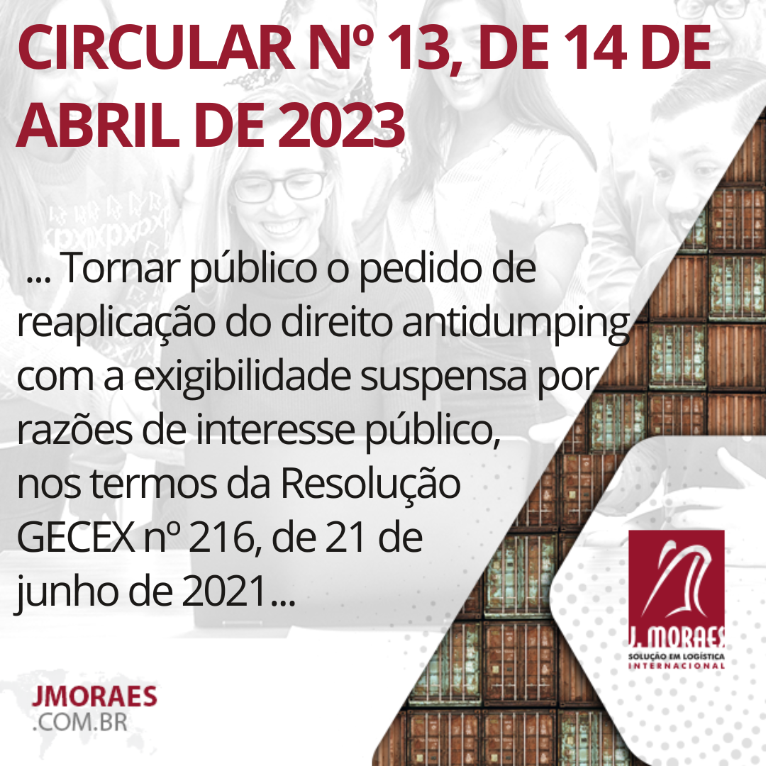 CIRCULAR Nº 13, DE 14 DE ABRIL DE 2023 - J. Moraes